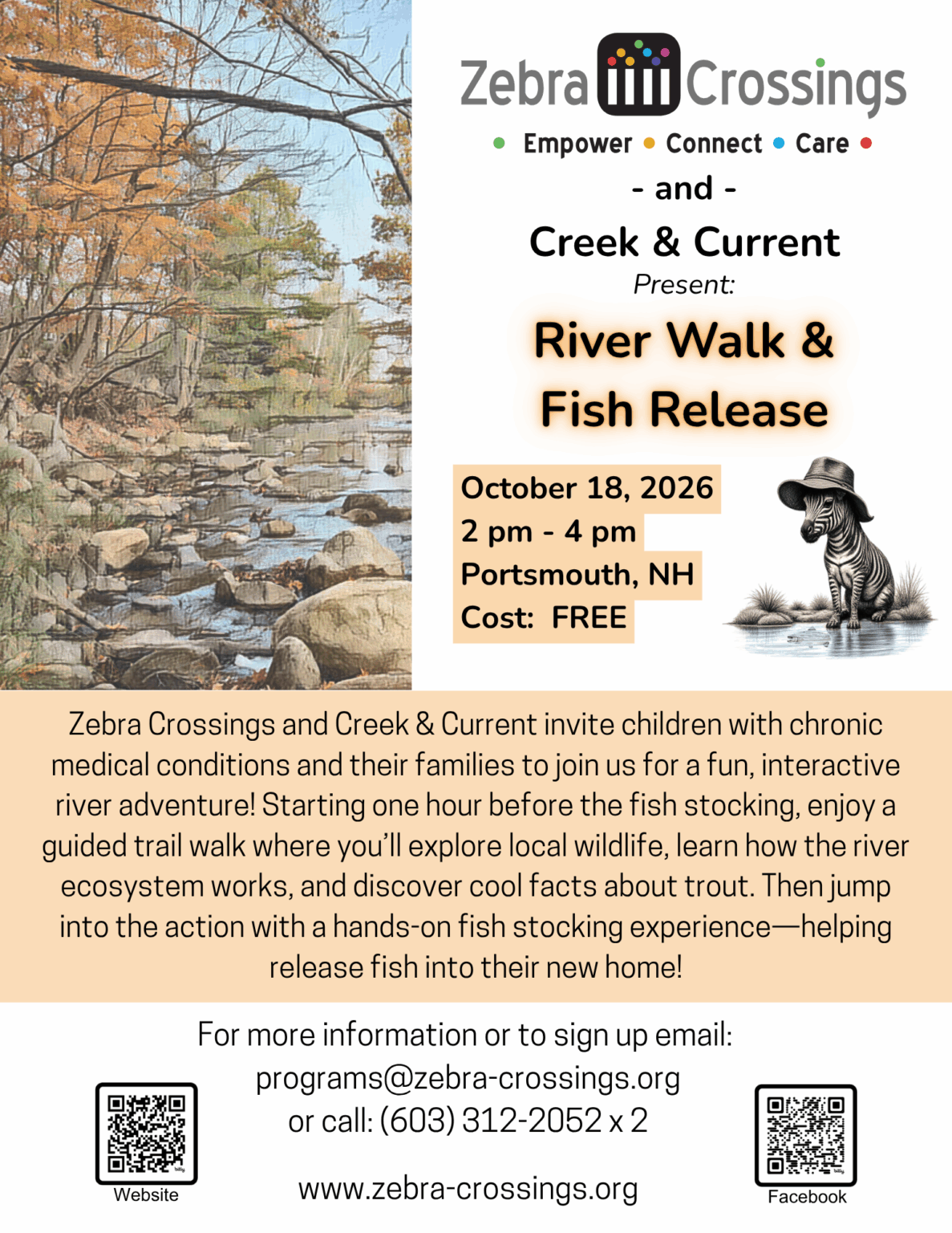 River Walk & Fish Release October 2026 - Zebra Crossings